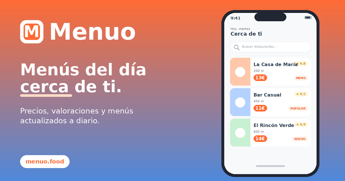Menuo — Menús del día cerca de ti | Encuentra, compara y reserva